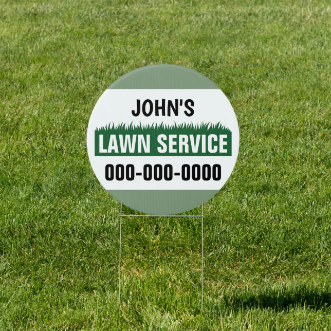 18” x 18” Round Lawn Service Yard Sign | Zazzle