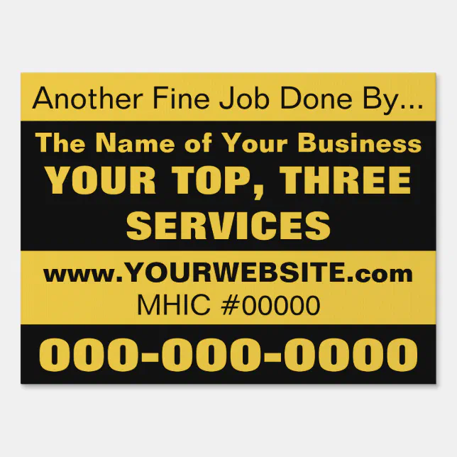 18" x 24" Another Fine Job Contractors Yard Sign | Zazzle