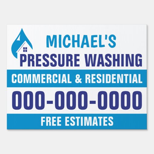 18” x 24” Blue Pressure Washing Double Sided Yard Sign | Zazzle