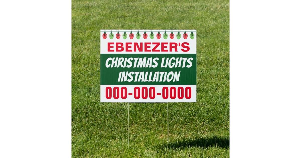 18” x 24” Christmas Lights Installation Yard Sign | Zazzle