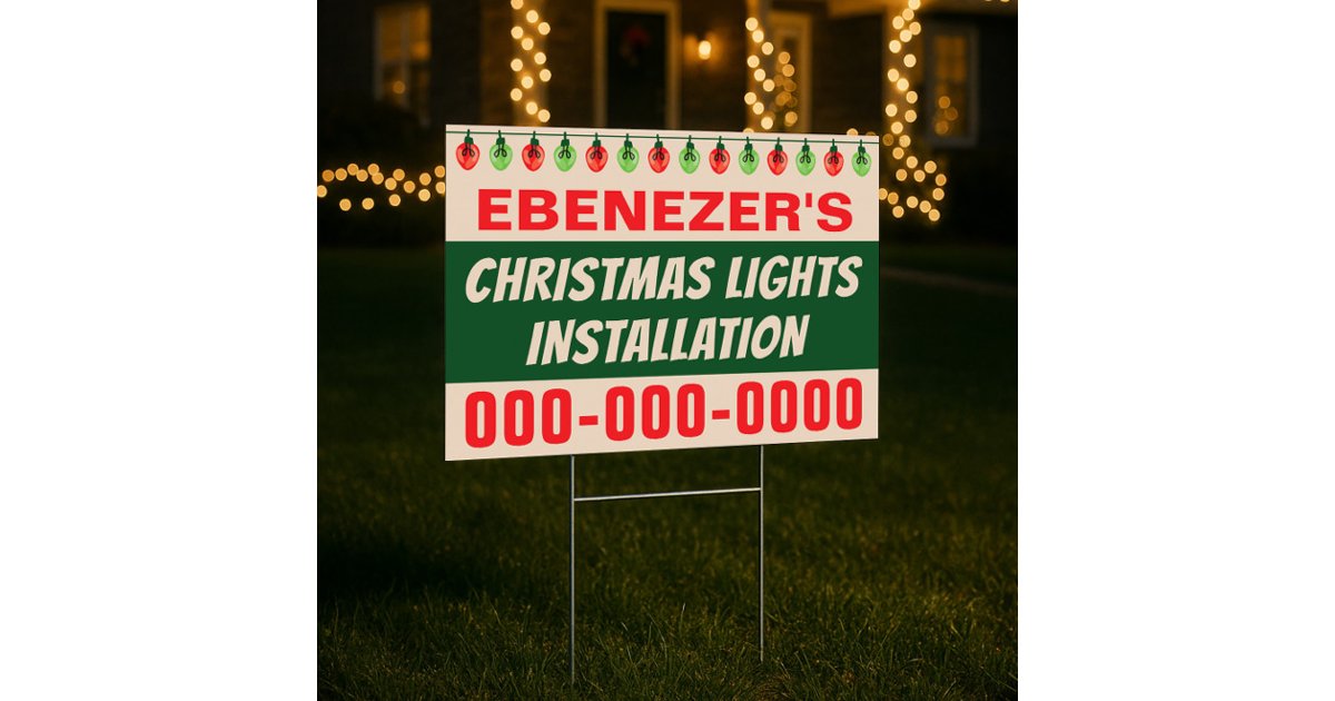 18” x 24” Christmas Lights Installation Yard Sign | Zazzle