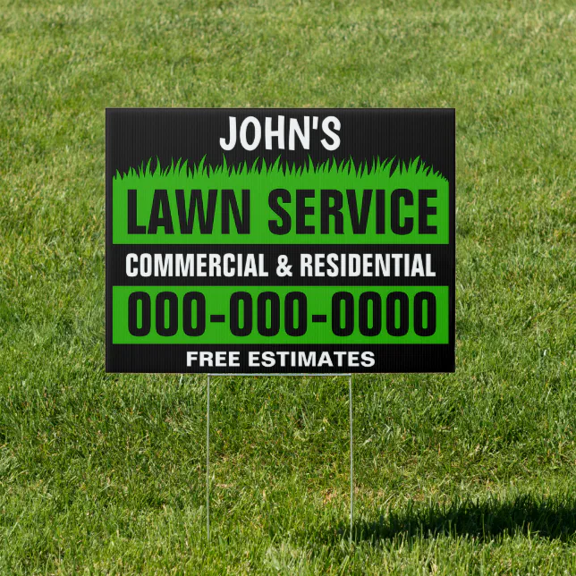 18" X 24" Dark Lawn Service Double Sided Yard Sign | Zazzle