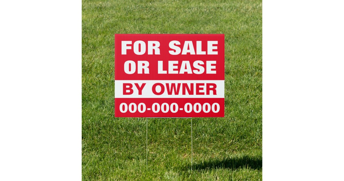 18" x 24" For Sale or Lease Yard Sign | Zazzle