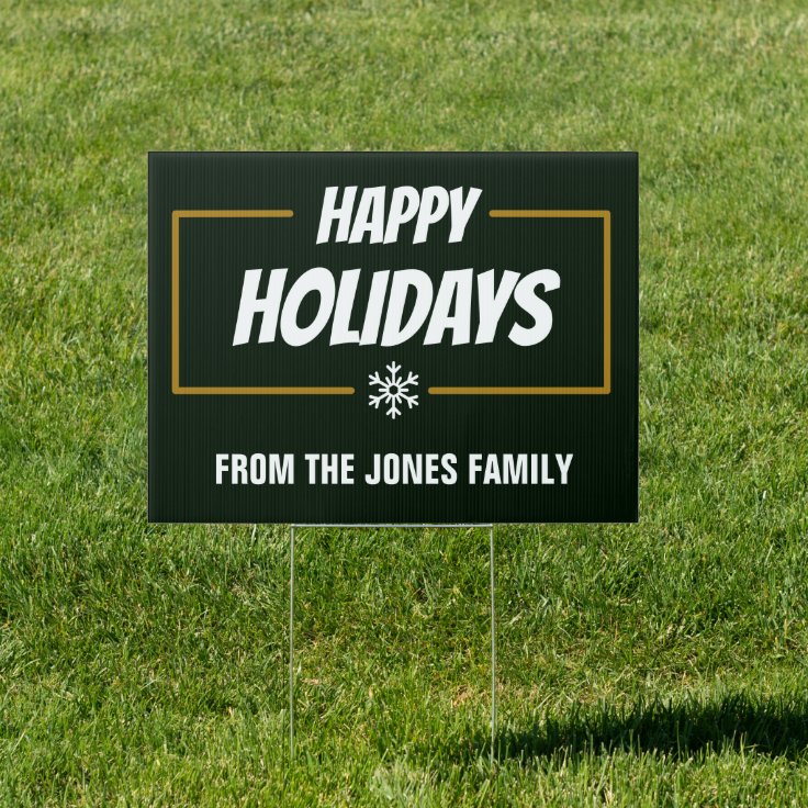 18" x 24" Green Happy Holidays Yard Sign | Zazzle