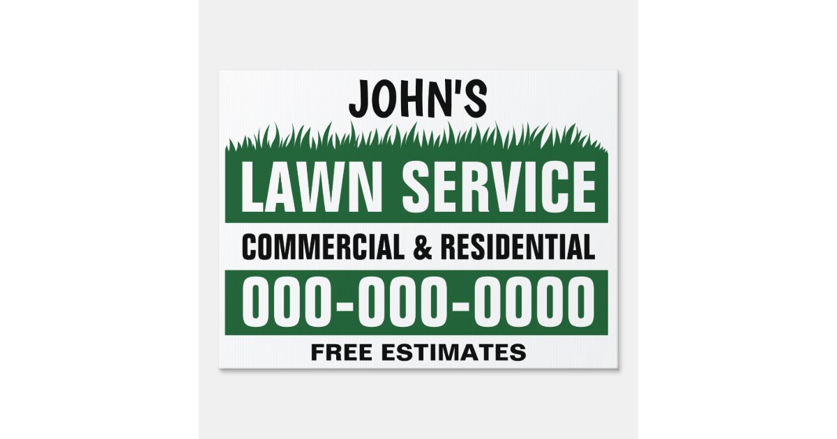 18" X 24" Green Lawn Service Double Sided Yard Sign | Zazzle