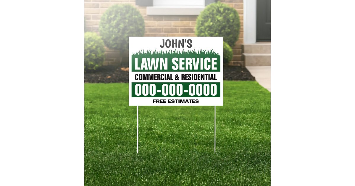 18" X 24" Green Lawn Service Double Sided Yard Sign | Zazzle