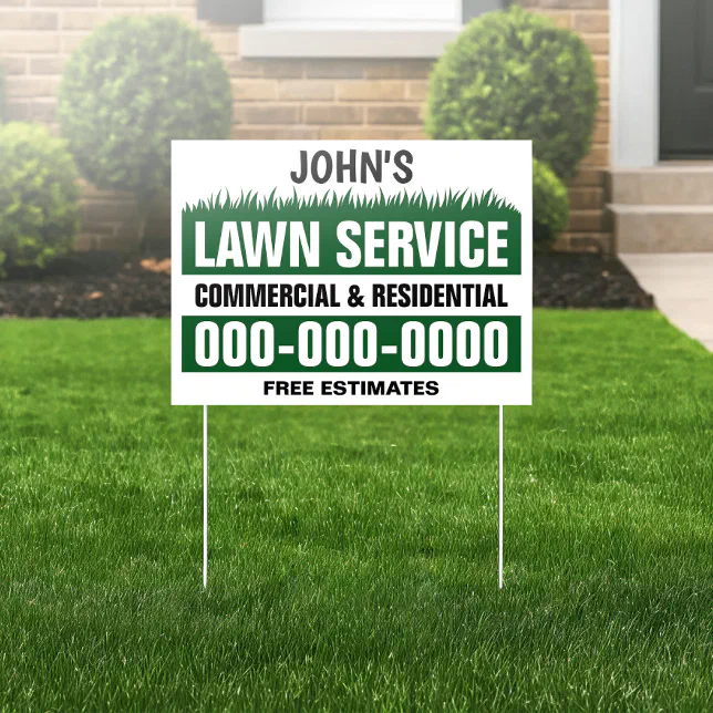 18" X 24" Green Lawn Service Double Sided Yard Sign | Zazzle