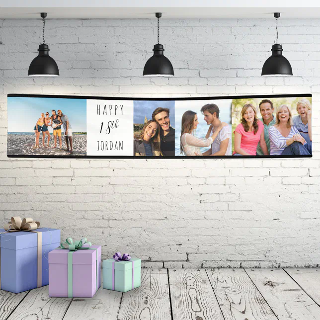 18th Birthday 4 Photo Strip Personalized Banner | Zazzle