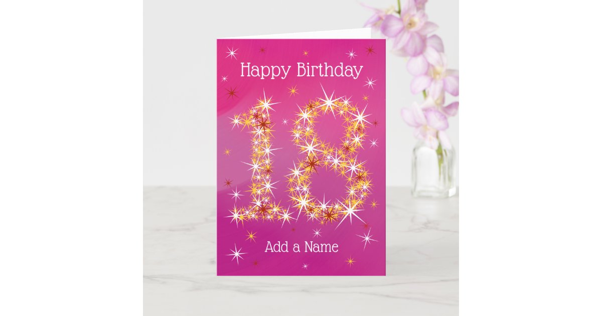 18th Birthday - Age 18 in Star Numbers - Pink Card | Zazzle