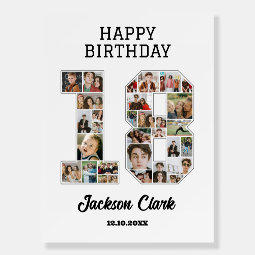 18th Birthday Anniversary Number 18 Photo Collage Foam Board | Zazzle