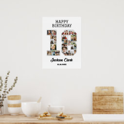 18th Birthday Anniversary Number 18 Photo Collage Poster | Zazzle
