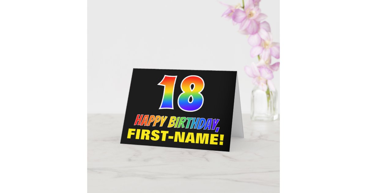 18th Birthday: Bold, Fun, Simple, Rainbow 18 Card | Zazzle
