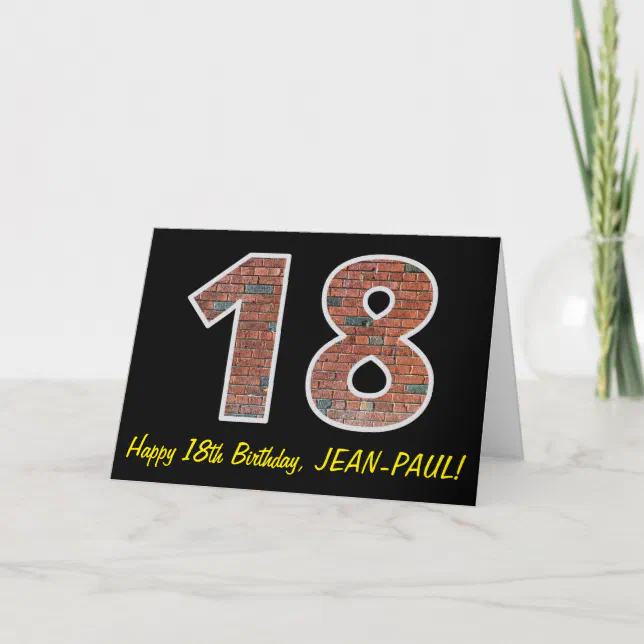 18th Birthday - Brick Wall Pattern "18" w/ Name Card | Zazzle