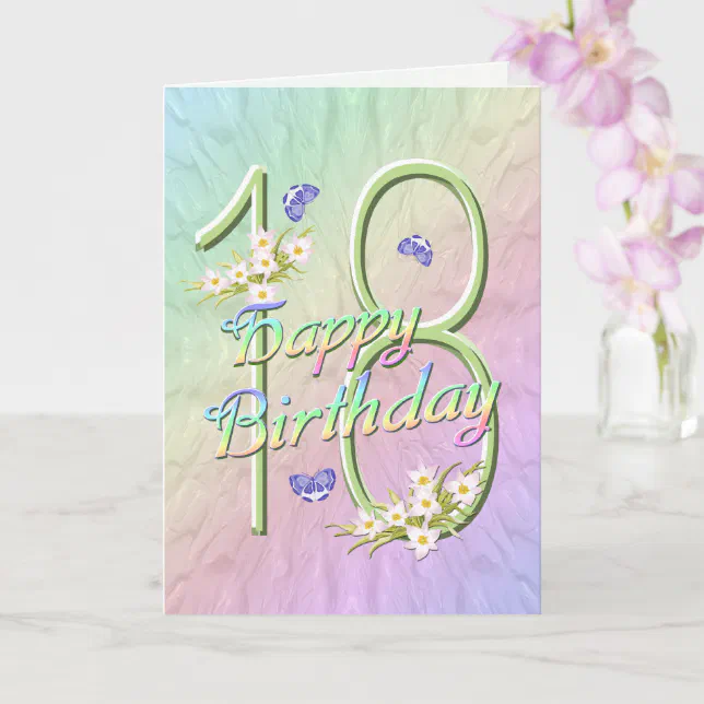18th Birthday Butterflies and Flowers Card | Zazzle