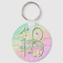 18th Birthday Butterfly Garden Keychain | Zazzle