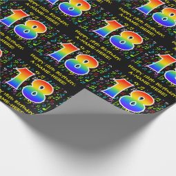 18th Birthday: Colorful Music Symbols, Rainbow 18 Wrapping Paper | Zazzle