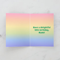 18th Birthday: Colorful Rainbow # 18, Custom Name Card | Zazzle