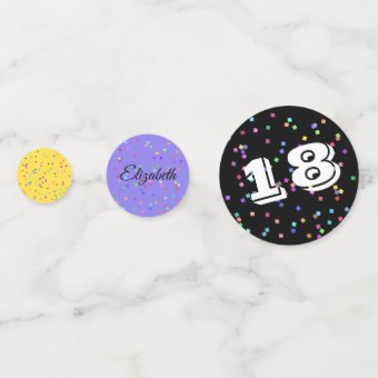 18th Birthday Confetti on Confetti and Custom Name | Zazzle
