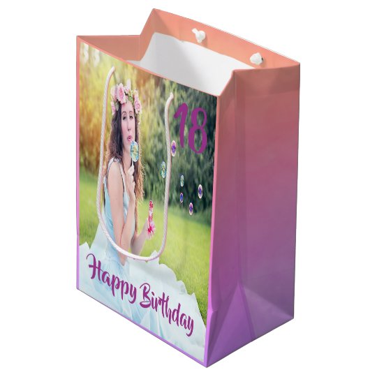 18th Birthday Custom Photo Gift Bag Purple Zazzle 18th-birthday-custom-photo-gift-bag-purple-zazzle