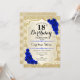 18th Birthday - Gold Stripes Royal Blue Roses Invitation | Zazzle