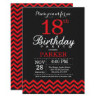 RED BLACK 18th Birthday Party 18 Year Old V10 Invitation | Zazzle.com