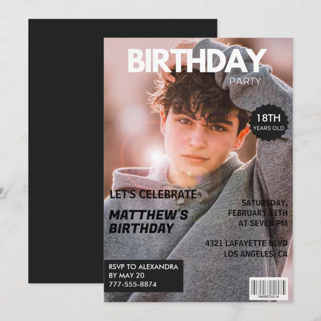 18th birthday invitations for him Magazine Cover | Zazzle