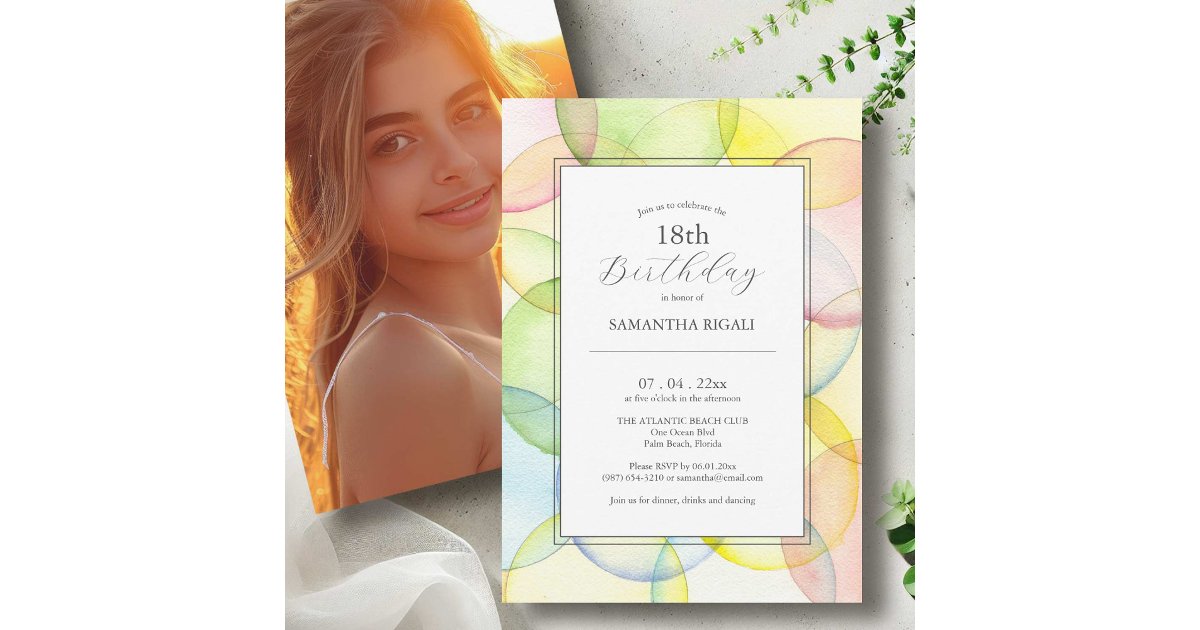 18th Birthday Invitations Multi Color | Zazzle