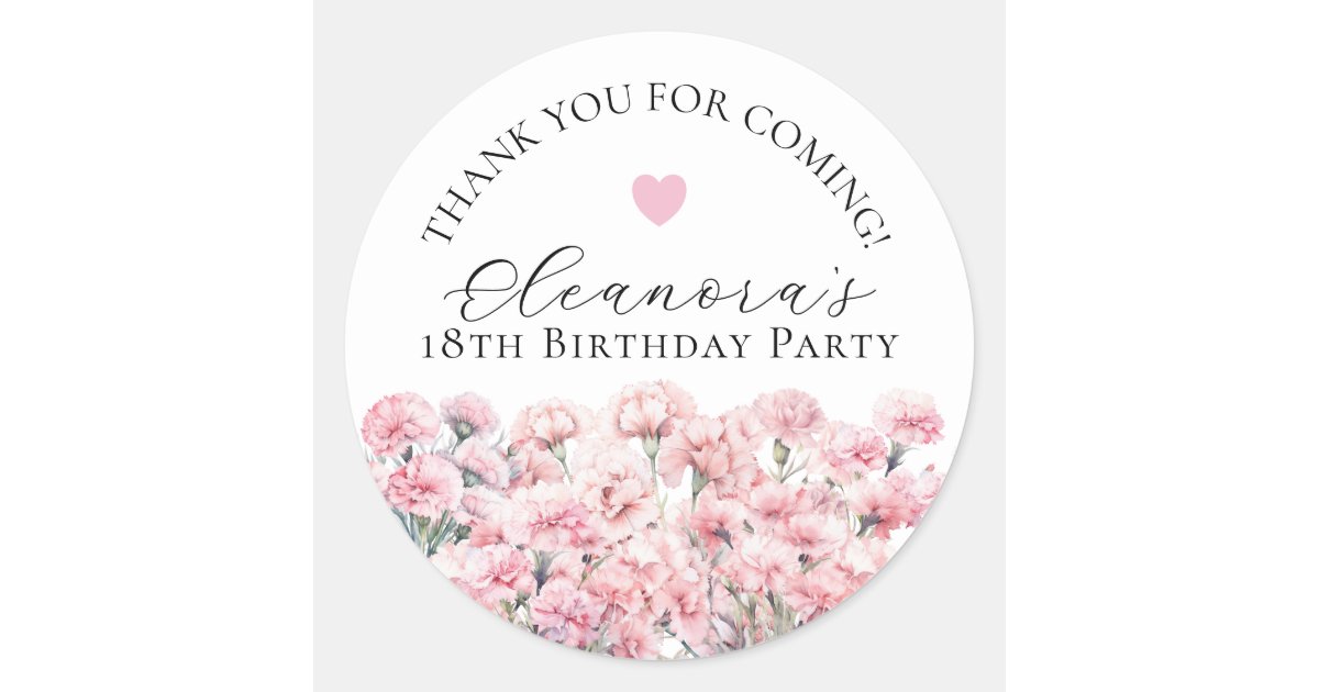 18th Birthday January Birth Flower Custom Favor Classic Round Sticker ...