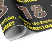 18th Birthday: Name & Faux Wood Grain Pattern "18" Wrapping Paper | Zazzle