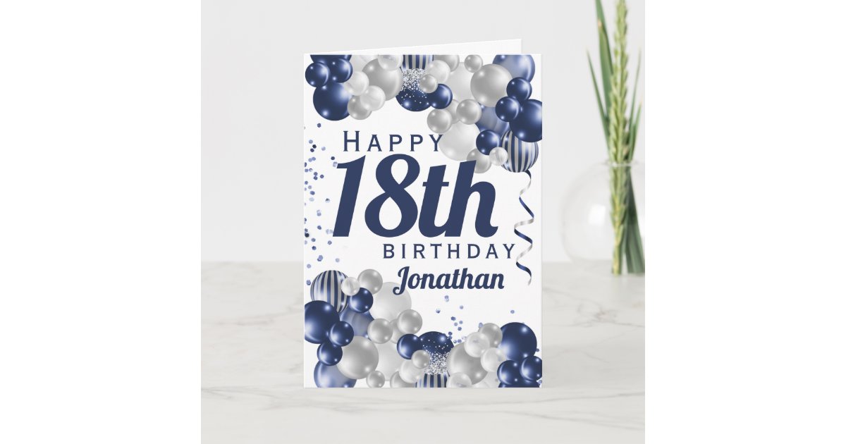 18th Birthday Navy Blue Balloons Card | Zazzle
