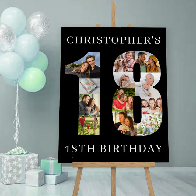 18th Birthday Number 18 Photo Collage Personalized Foam Board | Zazzle