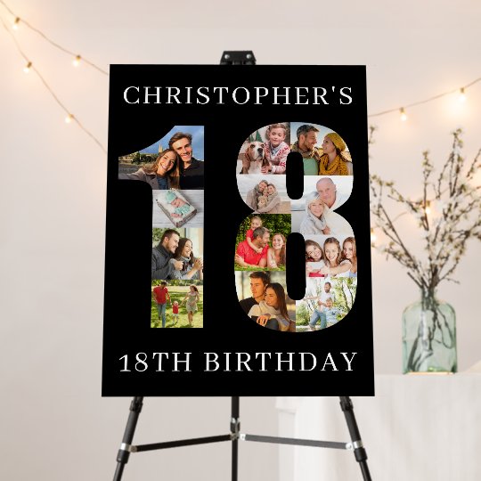 18th Birthday Number 18 Photo Collage Personalized Foam Board | Zazzle.com
