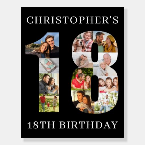 18th Birthday Number 18 Photo Collage Personalized Foam Board | Zazzle