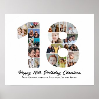 18th Birthday Number 18 Photo Collage Picture Poster | Zazzle