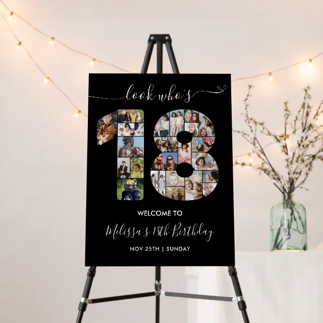 18th Birthday Number 18 Photo Collage Welcome Foam Board | Zazzle