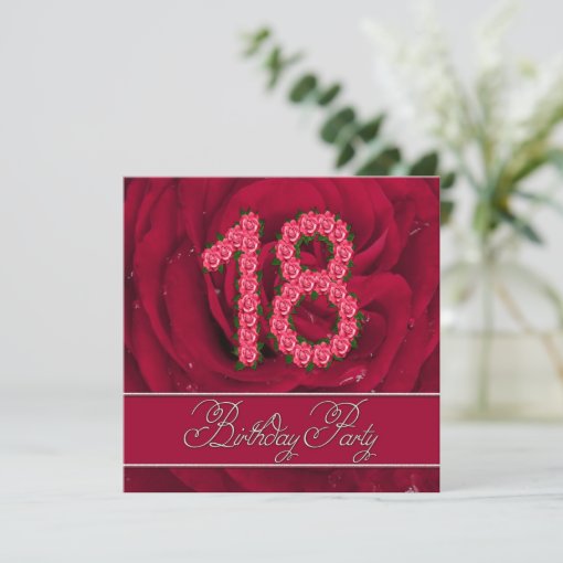 18th birthday party invitation with roses | Zazzle