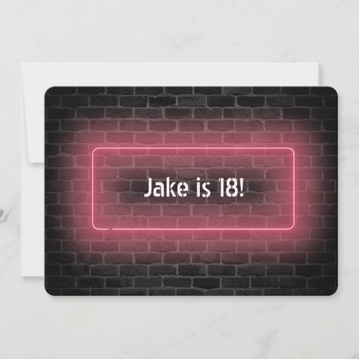 18th Birthday Party Neon sign on wall Invitation | Zazzle