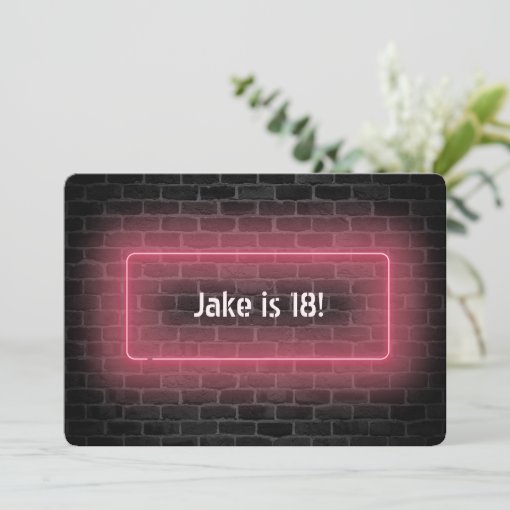 18th Birthday Party Neon sign on wall Invitation | Zazzle