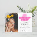 18th Birthday Party Photo Pink Neon Lumo Lights Invitation | Zazzle