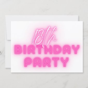 18th Birthday Party Photo Pink Neon Lumo Lights Invitation | Zazzle