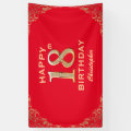 18th Birthday Party Red and Gold Glitter Frame Banner | Zazzle