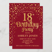 18th Birthday Party - Red & Gold Invitation | Zazzle
