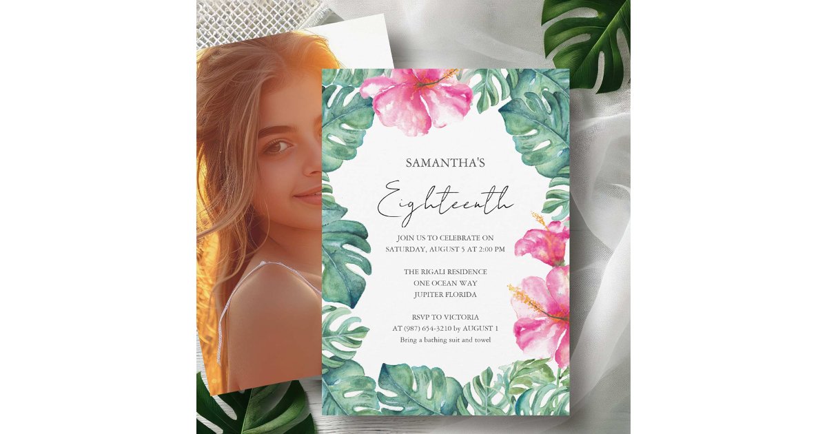 18th Birthday Party Tropical Aloha Theme Invitation | Zazzle