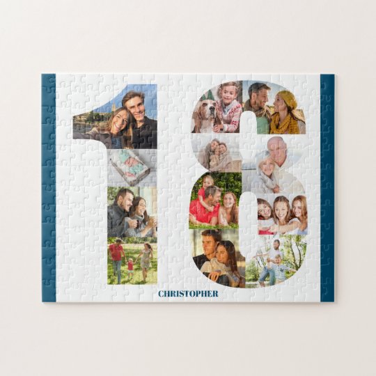 18th Birthday Photo Collage Number 18 Keepsake Jigsaw Puzzle | Zazzle.com
