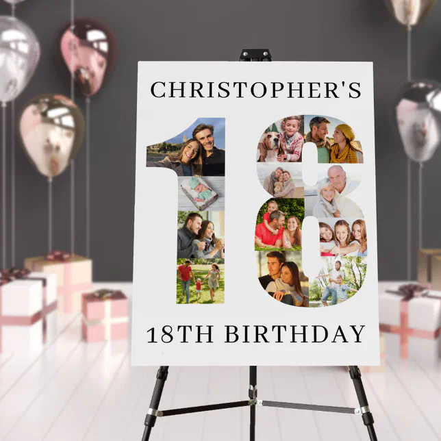 18th Birthday Photo Collage Number 18 Personalized Foam Board | Zazzle