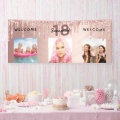 18th birthday photo rose gold glitter sparkle banner | Zazzle