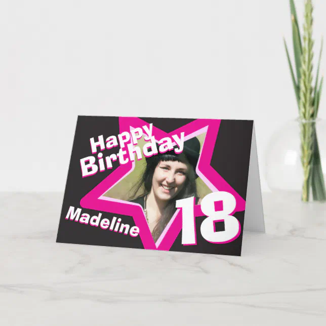 18th birthday pink custom photo card | Zazzle