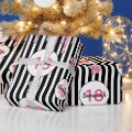 18th birthday pink glitter black white stripes wrapping paper | Zazzle