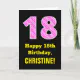 18th Birthday: Pink Stripes and Hearts "18" + Name Card | Zazzle