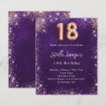 18th Birthday purple rose gold invitation | Zazzle
